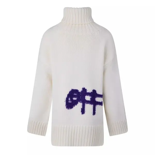 Off-White Logo Intarsia High Neck Knit