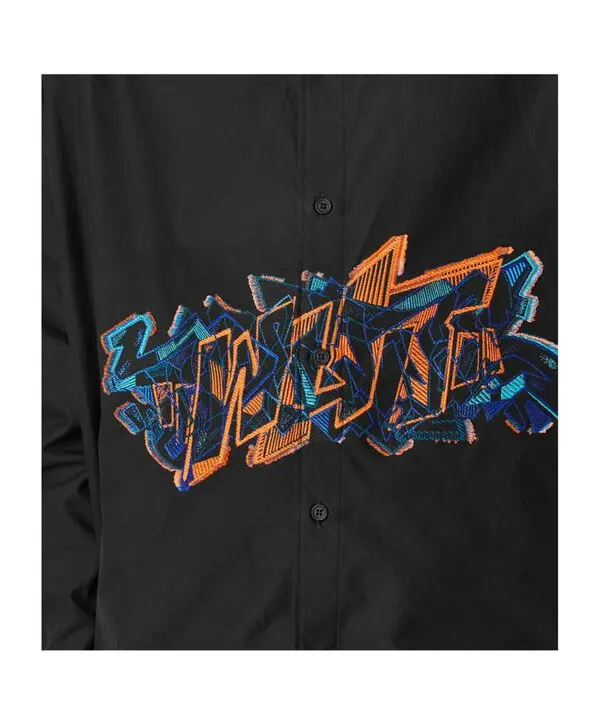 Off-White Loose Long-sleeve Shirt With Graffiti Print