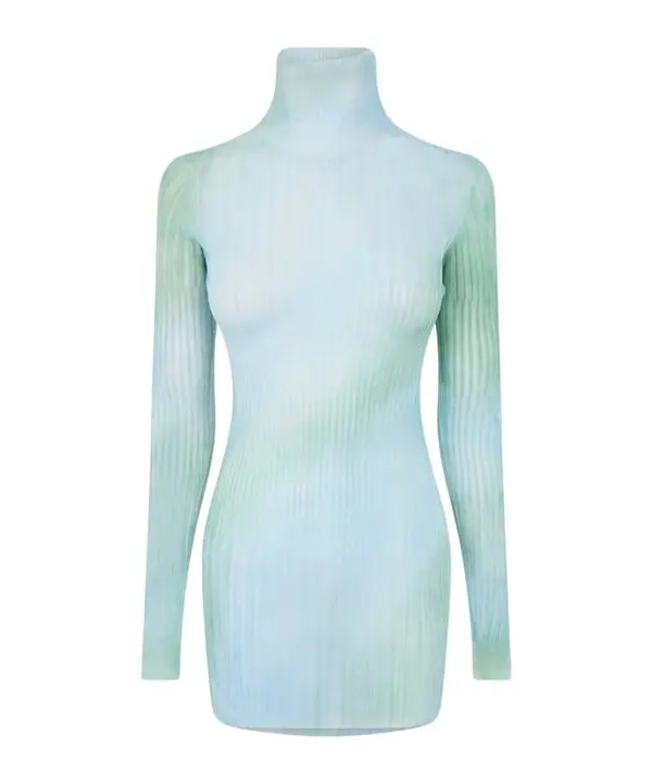 Off-White Tie Dye Long Sleeve Mini Dress - Blue