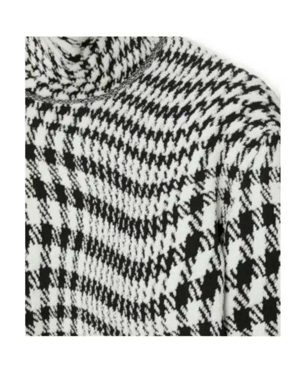 Burberry High-neck Knitted Jumper With Twisted Houndstooth Jacquard