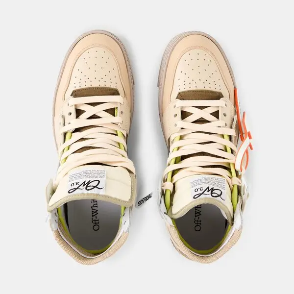Off-White Off Court Ld99 Colorblocked High Top Sneakers - Nude