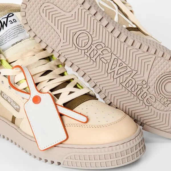 Off-White Off Court Ld99 Colorblocked High Top Sneakers - Nude