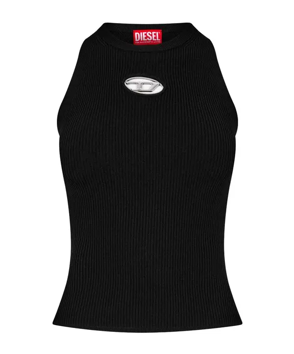 DIESEL® Sleeveless Knit Vest With Logo Detail
