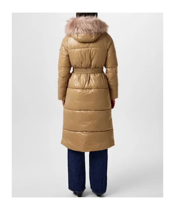 Barbour Saskia Long Puffer Jacket With Hood And Belt