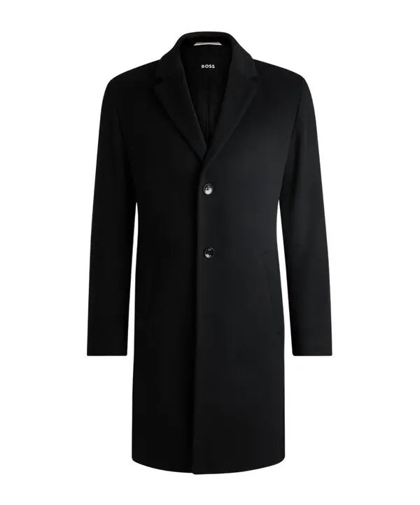 Hugo Boss Single-breasted Mid-length Wool Coat