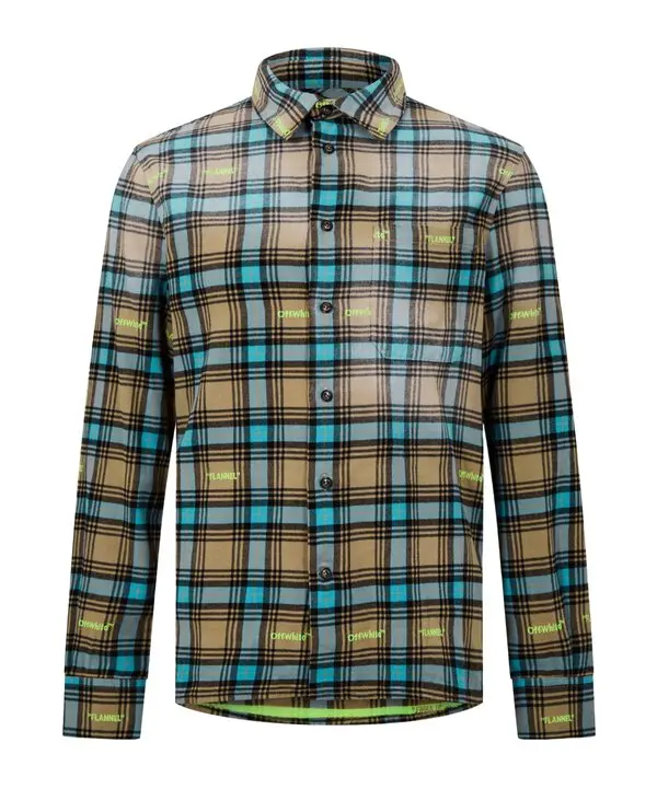 Off-White Plaid Printed Long Sleeve Shirt