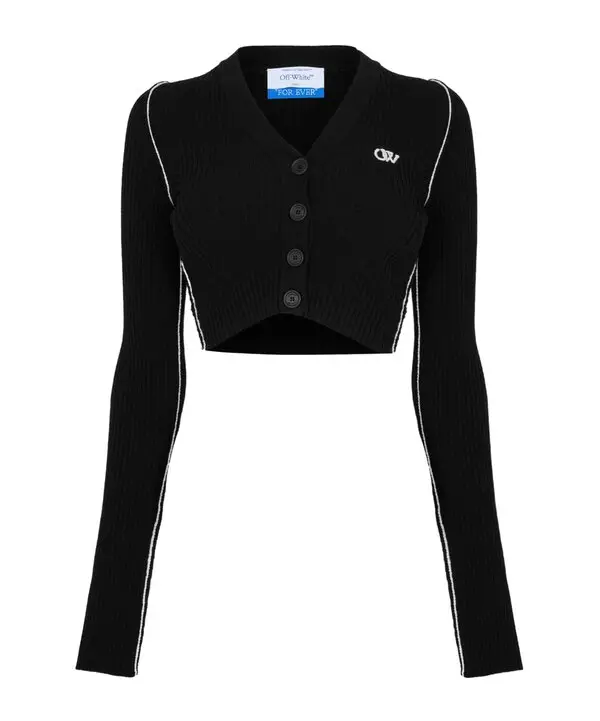 Off-White Ribbed Cropped Cardigan