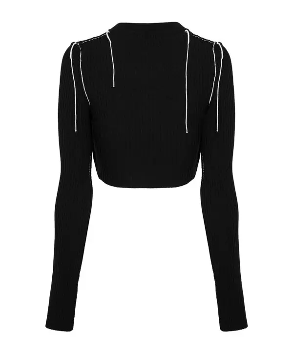 Off-White Ribbed Cropped Cardigan