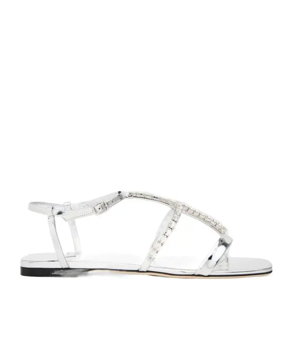 JIMMY CHOO Gwyn Flat Sandals With Buckle Detail - White