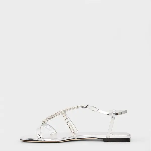 JIMMY CHOO Gwyn Flat Sandals With Buckle Detail - White