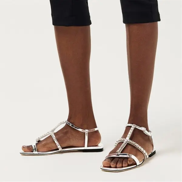 JIMMY CHOO Gwyn Flat Sandals With Buckle Detail - White