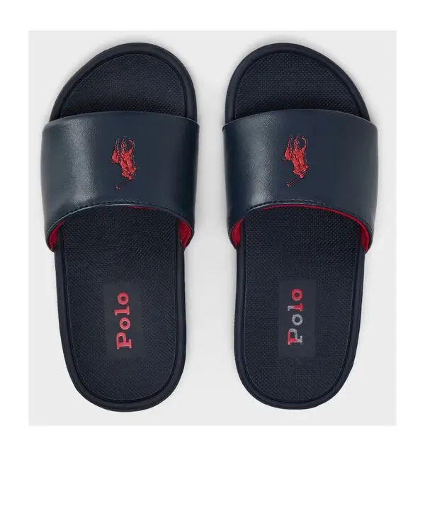 Polo Ralph Lauren Logo Embellished Open Toe Slides