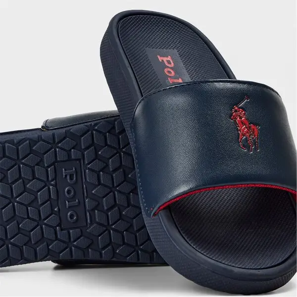 Polo Ralph Lauren Logo Embellished Open Toe Slides