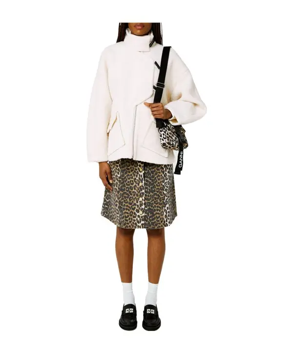 GANNI Boucle Shoulder Jacket With Asymmetrical Closure