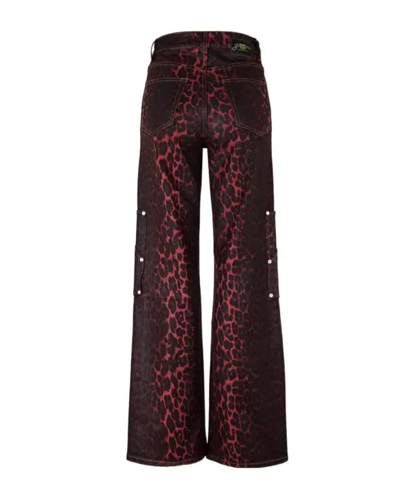 GANNI Andi Cargo Jeans In Leopard Print