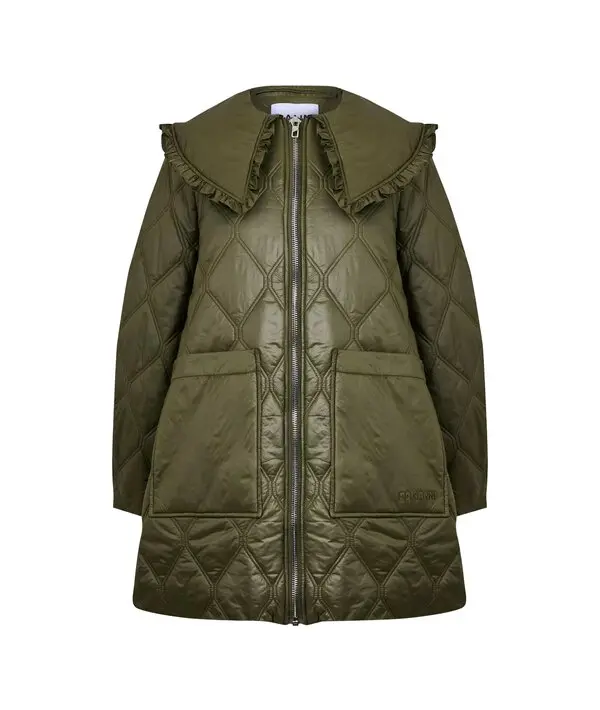 GANNI Quilted Down Jacket With Turn-down Collar