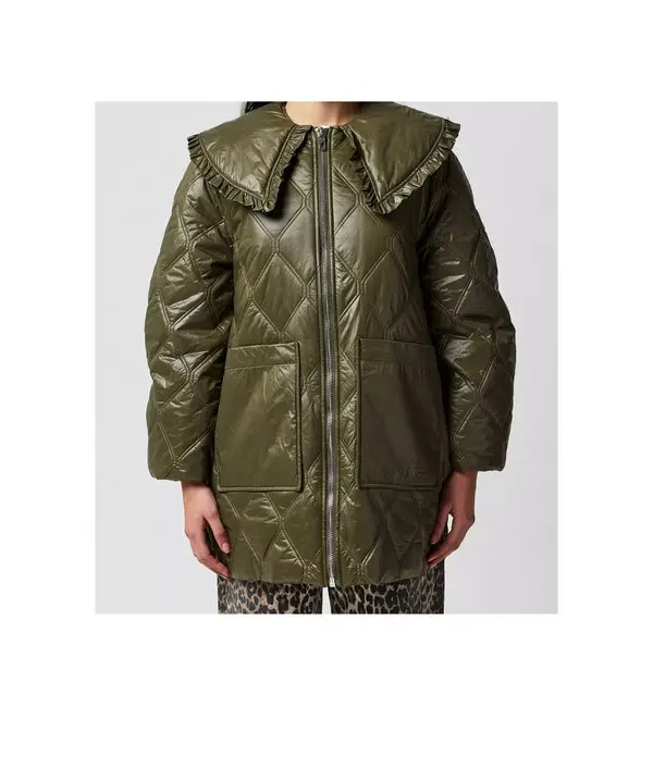 GANNI Quilted Down Jacket With Turn-down Collar