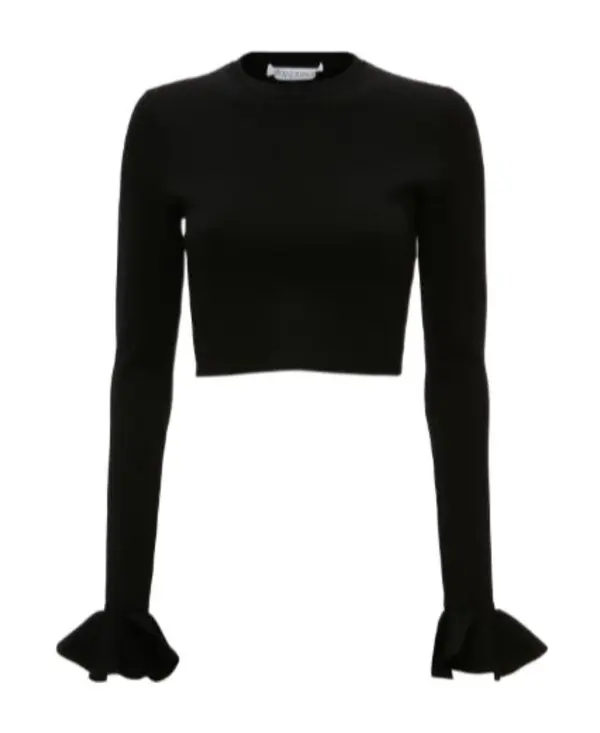 J.W.ANDERSON Ruffle Detailed Ribbed Cropped Top