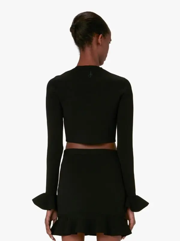 J.W.ANDERSON Ruffle Detailed Ribbed Cropped Top