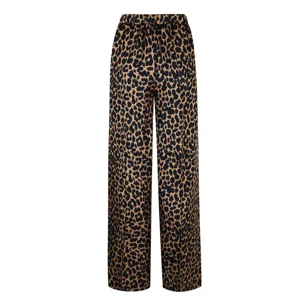 Max Mara Leopard Print High-waisted Loose Fit Trousers - Black