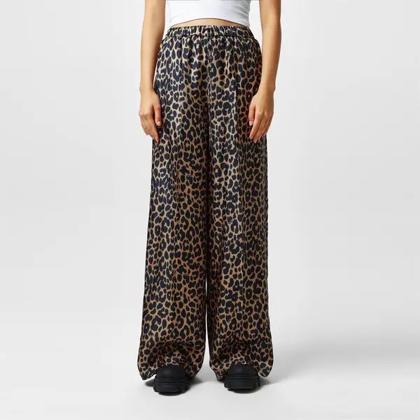 Max Mara Leopard Print High-waisted Loose Fit Trousers - Black