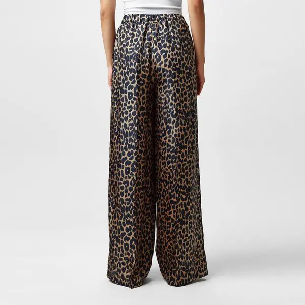 Max Mara Leopard Print High-waisted Loose Fit Trousers - Black
