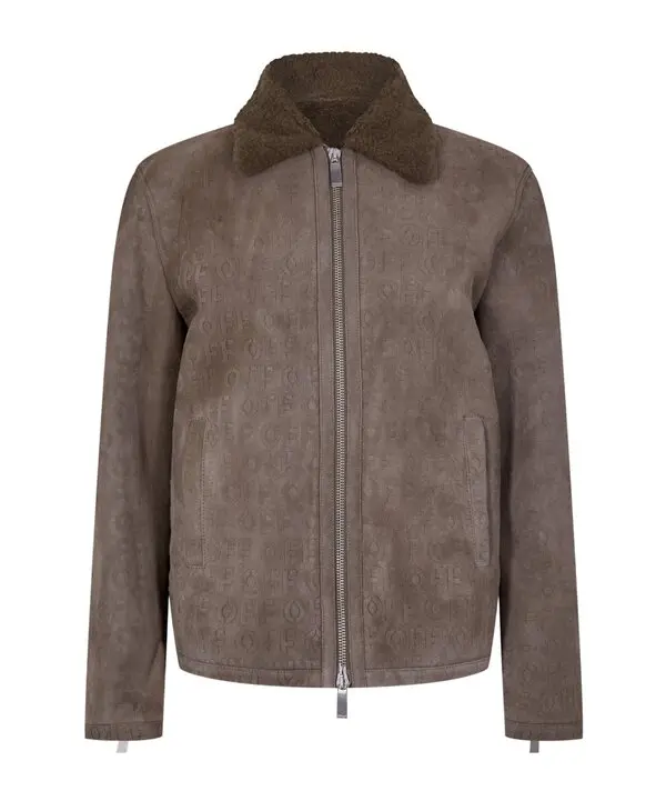Off-White Shearling Blouson With Logo Detailing