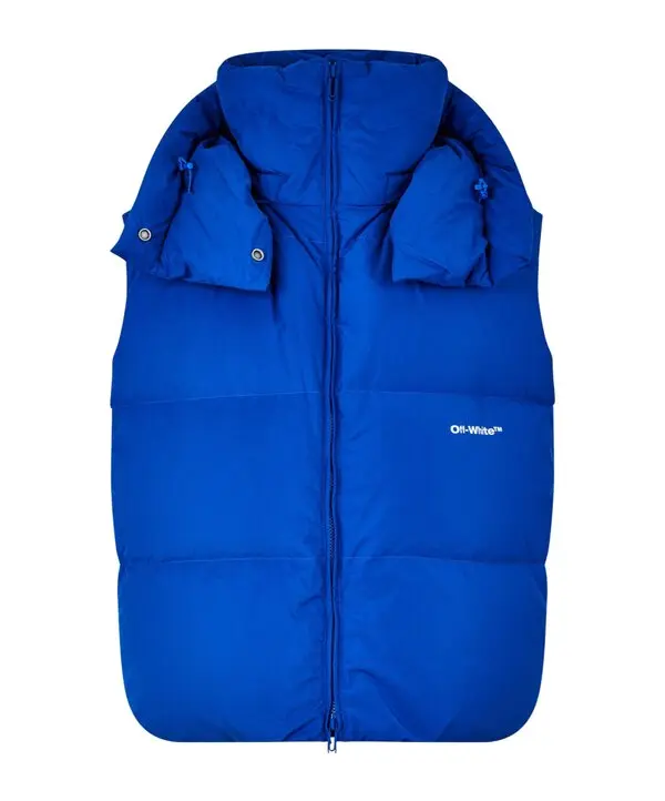 Off-White Padded Down Vest With Hood - Blue