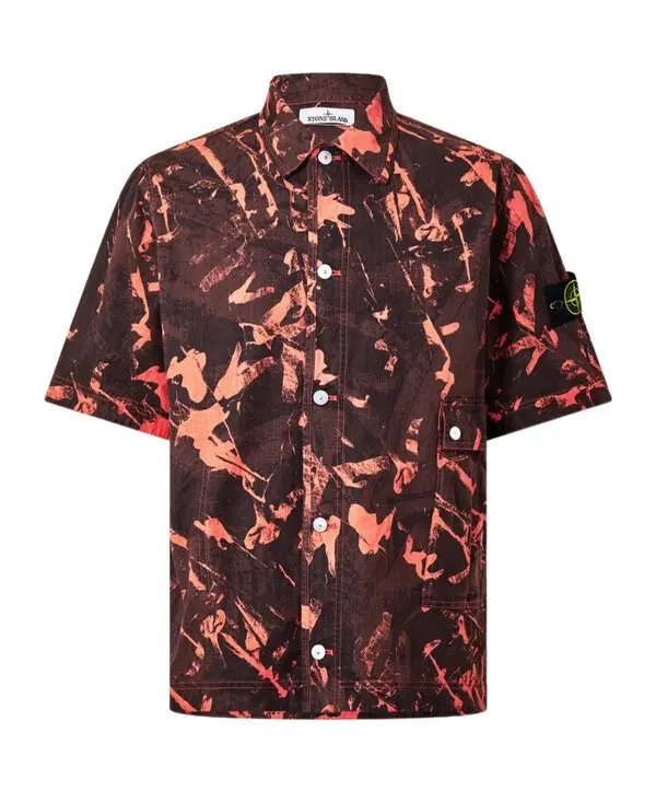 Stone Island Camo Short Sleeve Shirt - Black