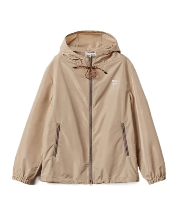 Miu Miu Lightweight Hooded Jacket - Rope Ash