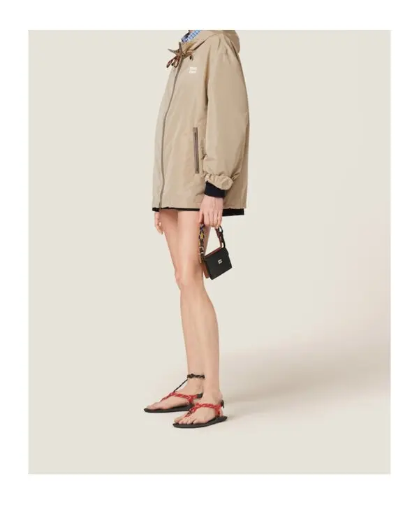 Miu Miu Lightweight Hooded Jacket - Rope Ash