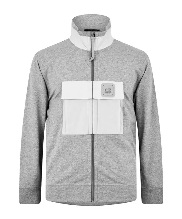 C.P. COMPANY Grey Color-blocked Stand-collar Zip-up Sports Jacket