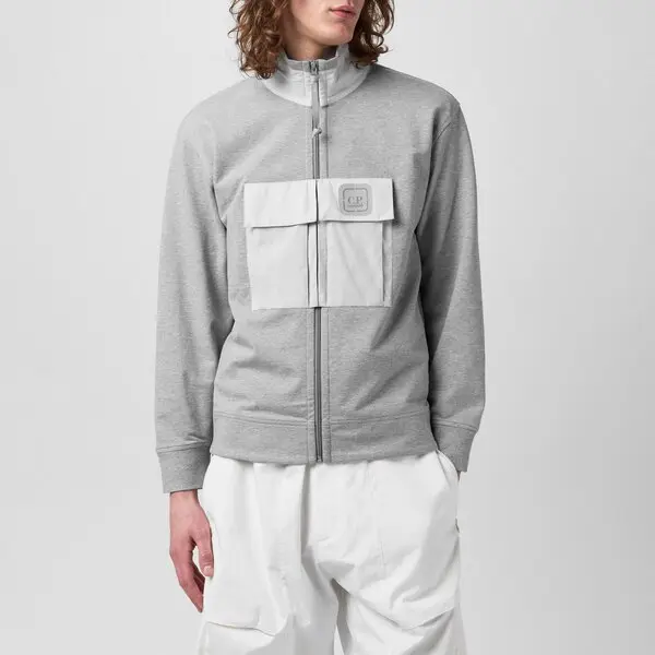C.P. COMPANY Grey Color-blocked Stand-collar Zip-up Sports Jacket