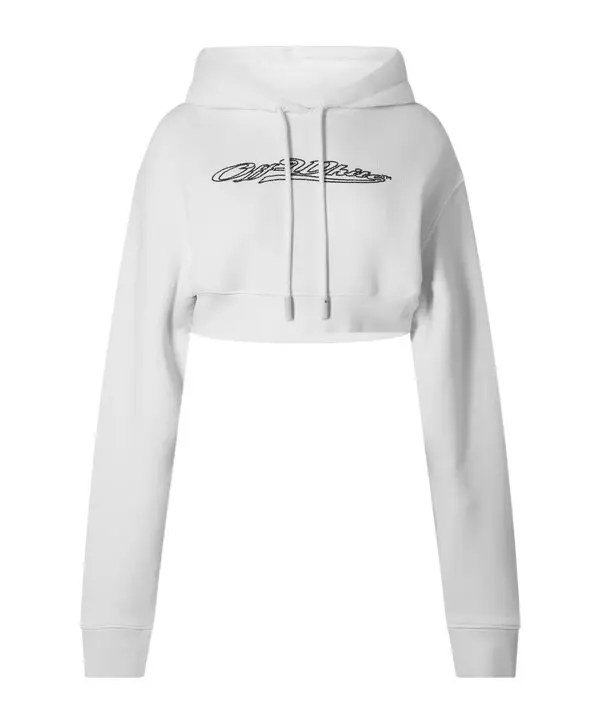 Off-White Cropped Logo Hoodie