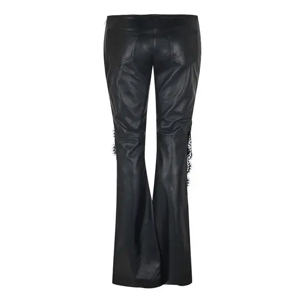 Off-White Leather Trousers With Lace Trim