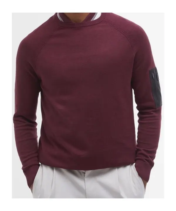 Barbour Crew Neck Sweater With Zip Pocket Detail