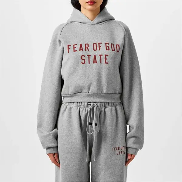 Fear Of God Logo Cropped Hoodie