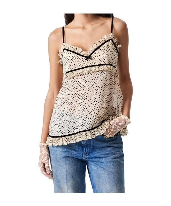 Valentino Garavani Polka Dot Sheer Camisole Top