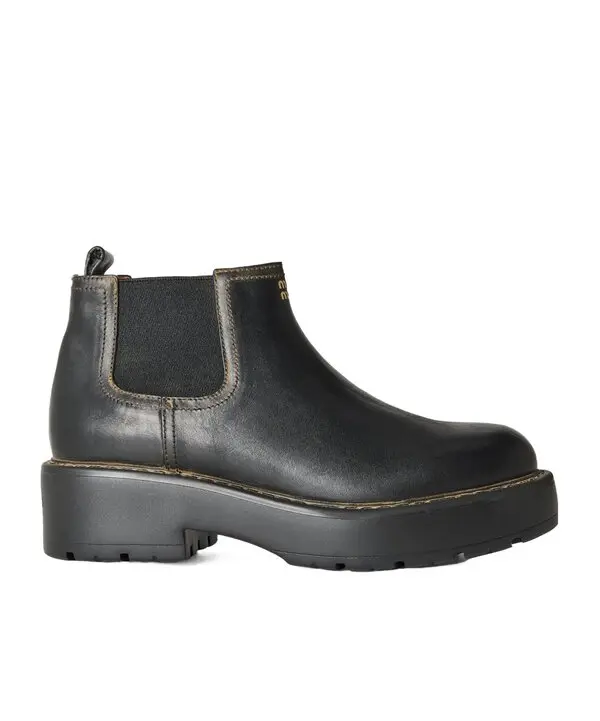 Miu Miu Simple Logo Ankle Boots