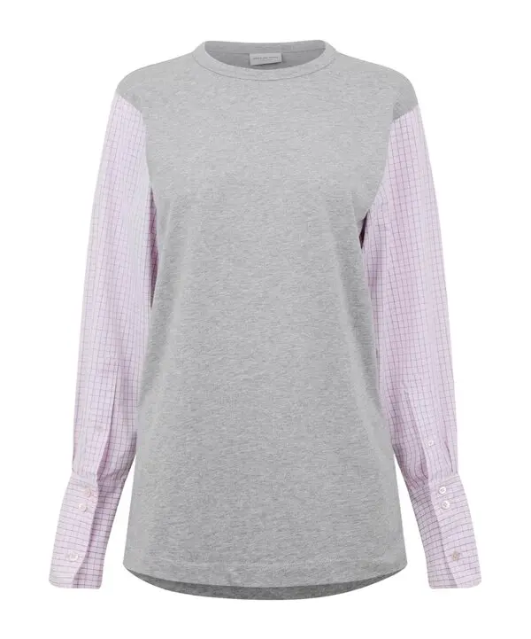 Dries Van Noten Hybrid Jersey Sleeve Top