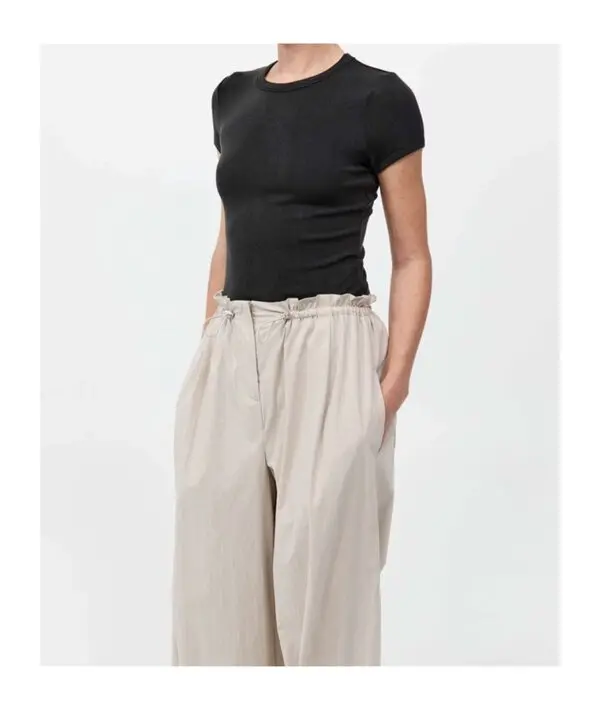 ST. AGNI Elasticated Waist Wide Leg Trousers - Nude