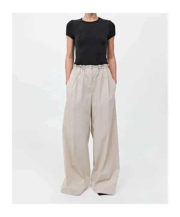 ST. AGNI Elasticated Waist Wide Leg Trousers - Nude
