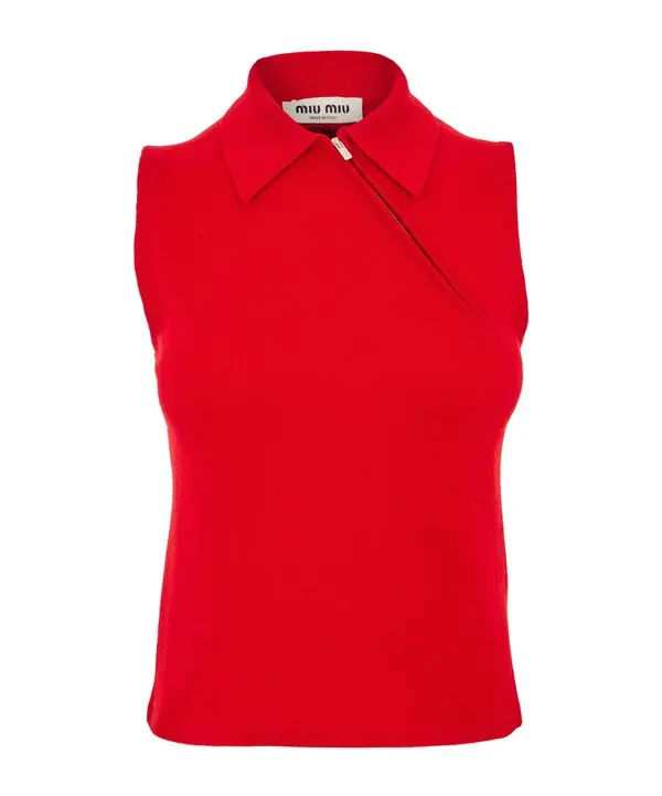Miu Miu Sleeveless Knit Top - Red