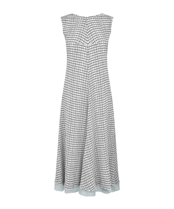 Fendi Sleeveless Checked Midi Dress - Gray