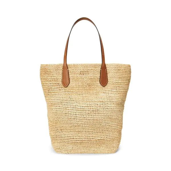 Polo Ralph Lauren Raffia Tote Bag With Leather Trim