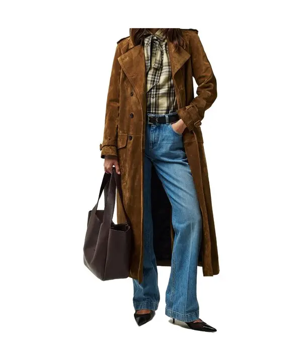 Saint Laurent Suede Trench Coat