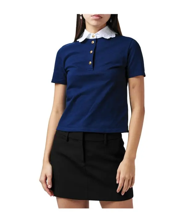 Valentino Garavani Fine Ribbed Short-sleeve Polo Shirt