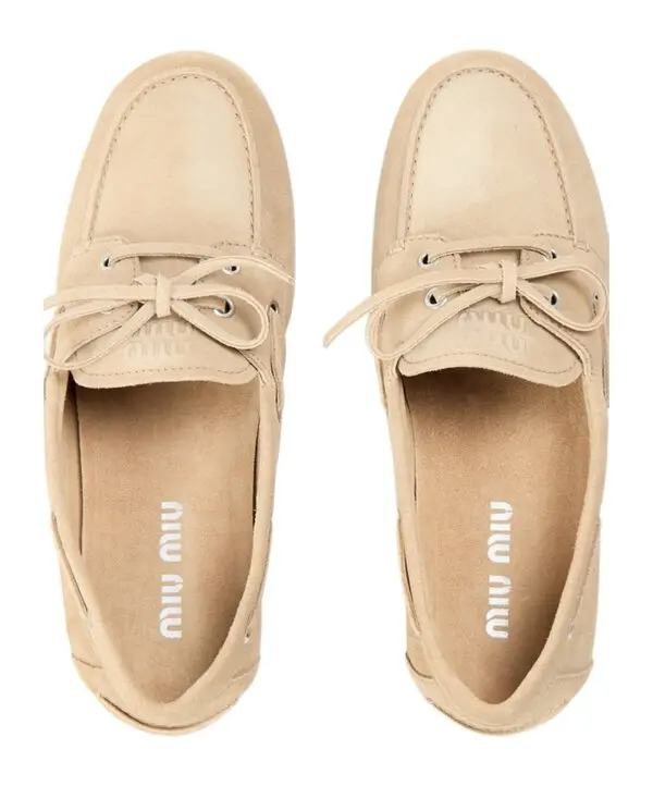 Miu Miu Suede Boat Shoes - Nude