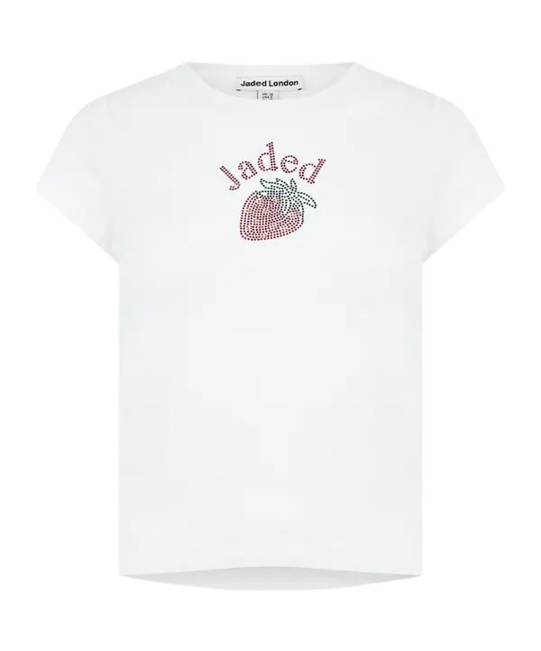 JADED LONDON Crystal Embellished Crew Neck T-shirt