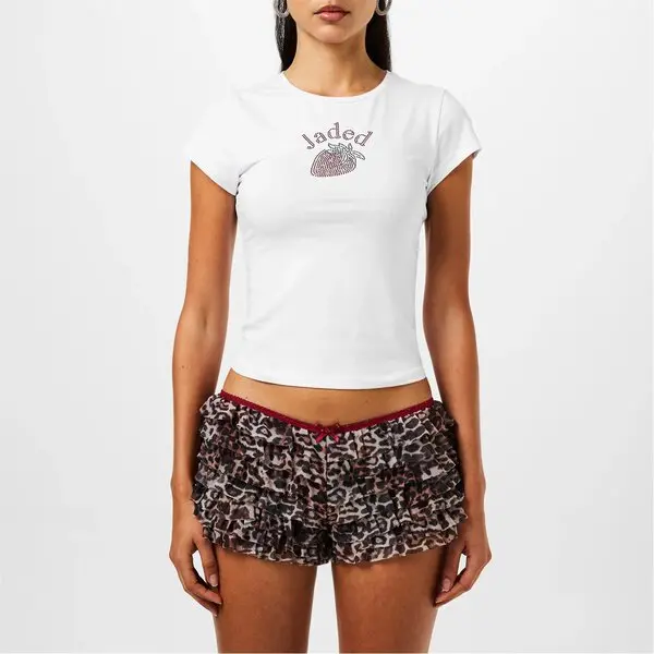 JADED LONDON Crystal Embellished Crew Neck T-shirt